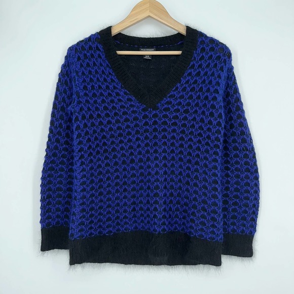 Club Monaco | Sweaters | Club Monaco Textured Chunky Knit V Neck Angora ...